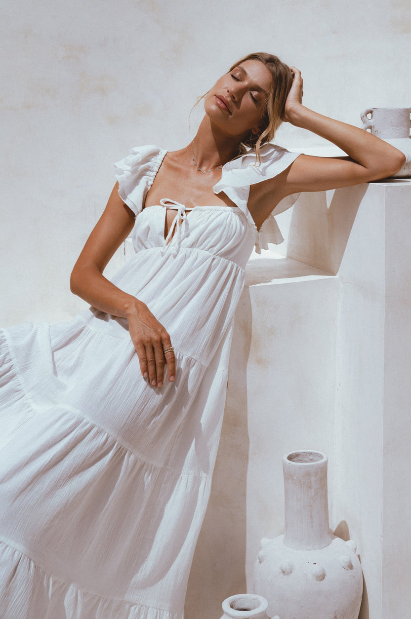 Nymph. Bohemian Tiered Linen Maxi Dress – ELF