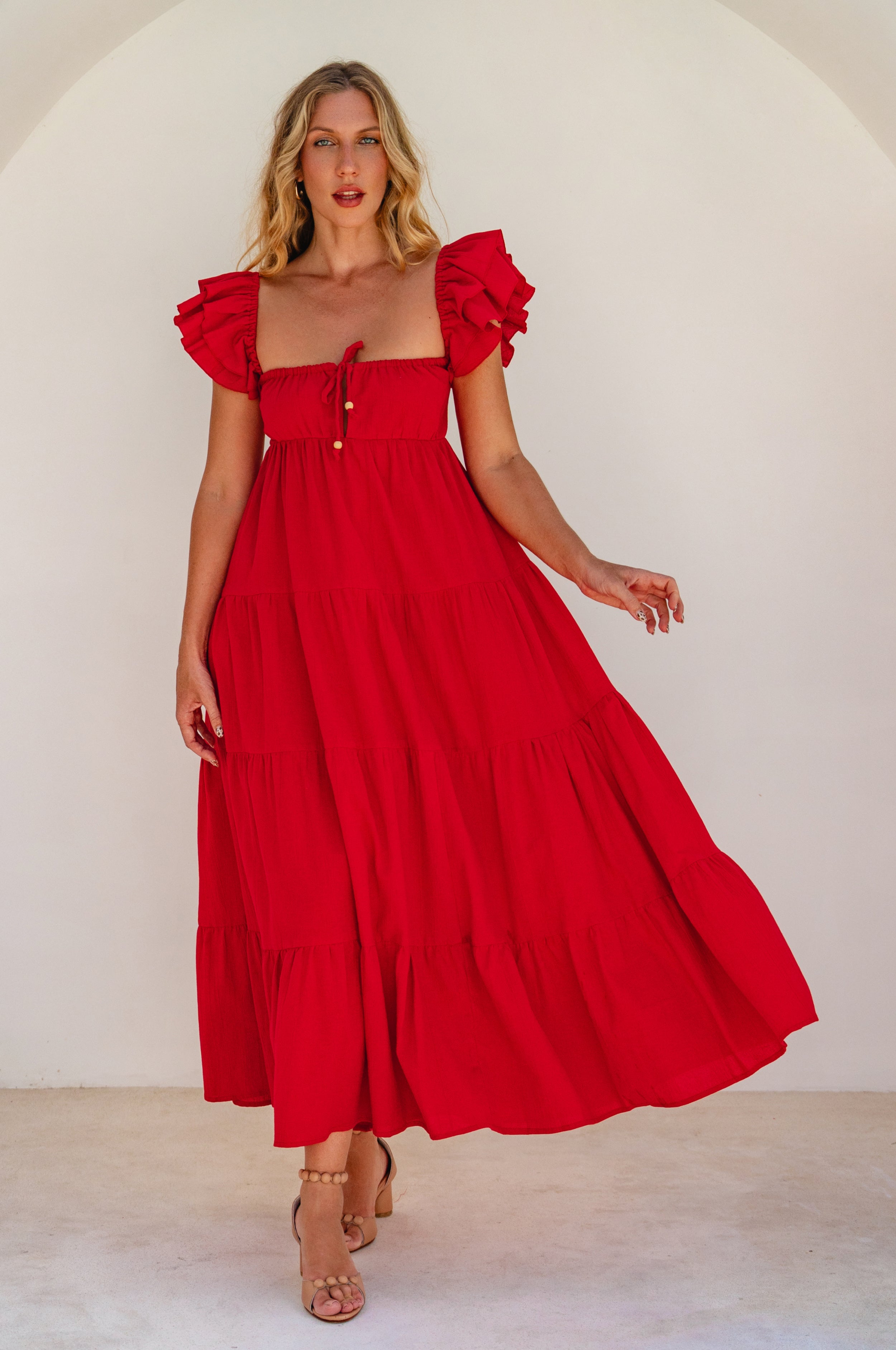 Nymph. Bohemian Tiered Linen Maxi Dress – ELF